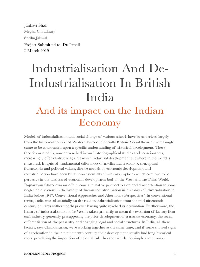 Industrialisation and De-Industrialisation in India | PDF | Cotton ...