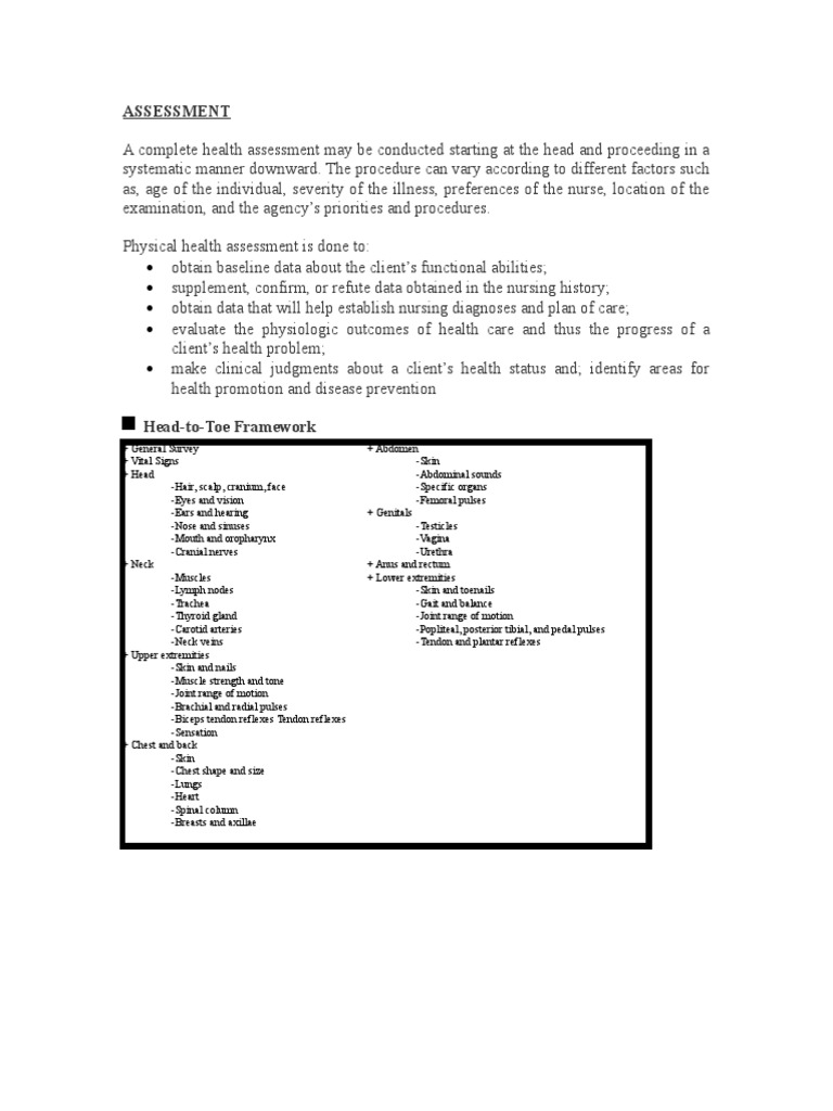 Health Assessment | PDF | Nail (Anatomy) | Scar