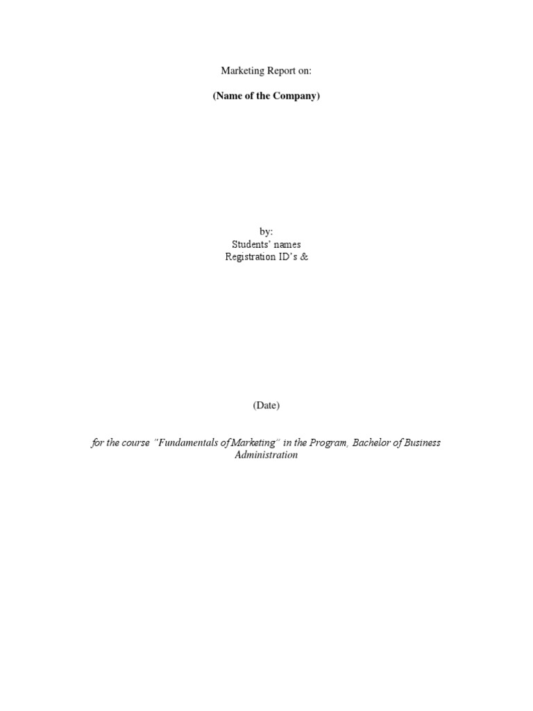 Fundamentals of Marketing Report Template | PDF | Market Segmentation ...