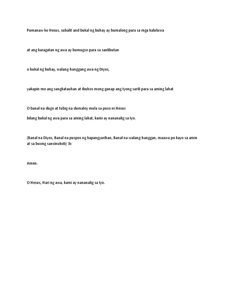 3 Oclock Prayer Tagalog | PDF