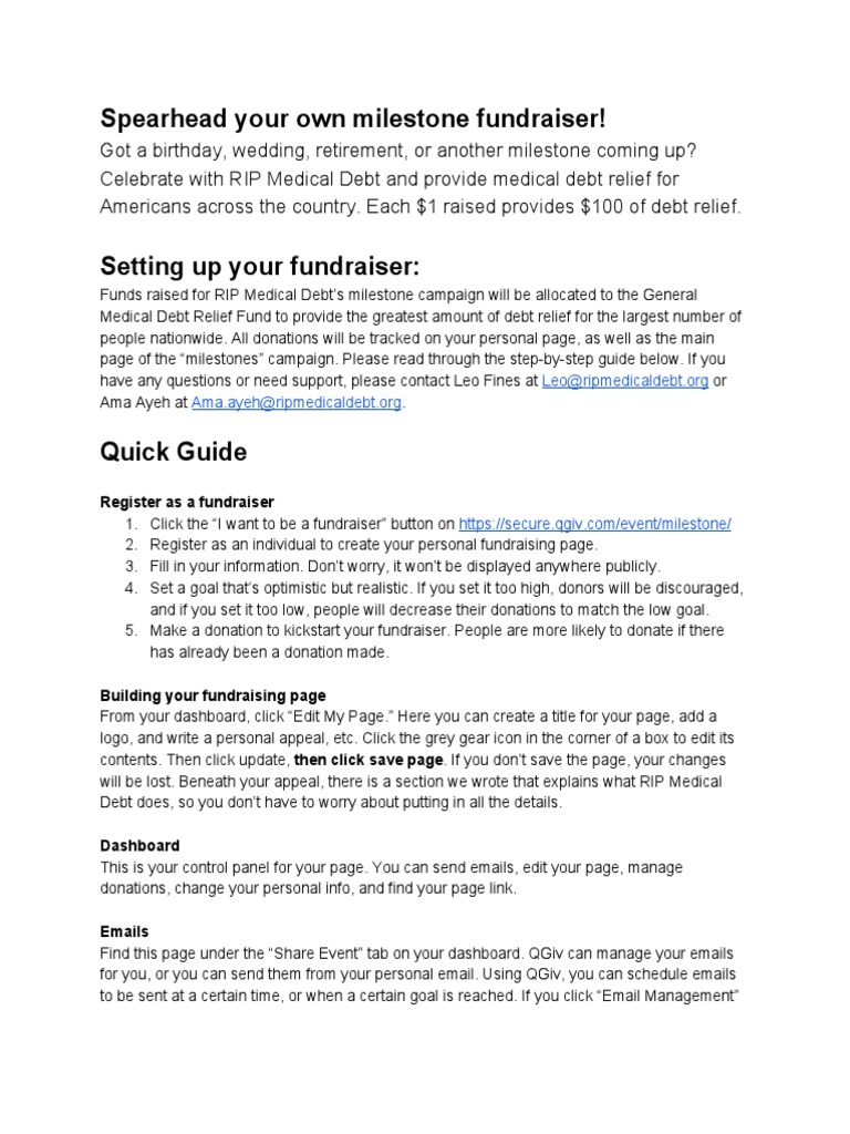 How To Register As A Fundraiser For A Milestone Campaign | PDF ...