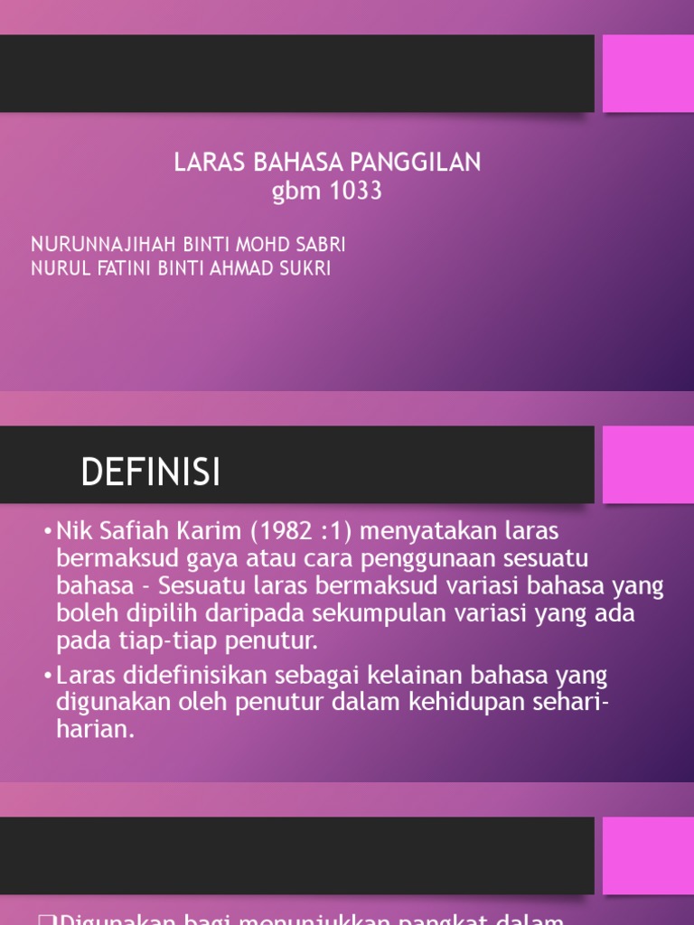 Laras Bahasa Panggilan | PDF