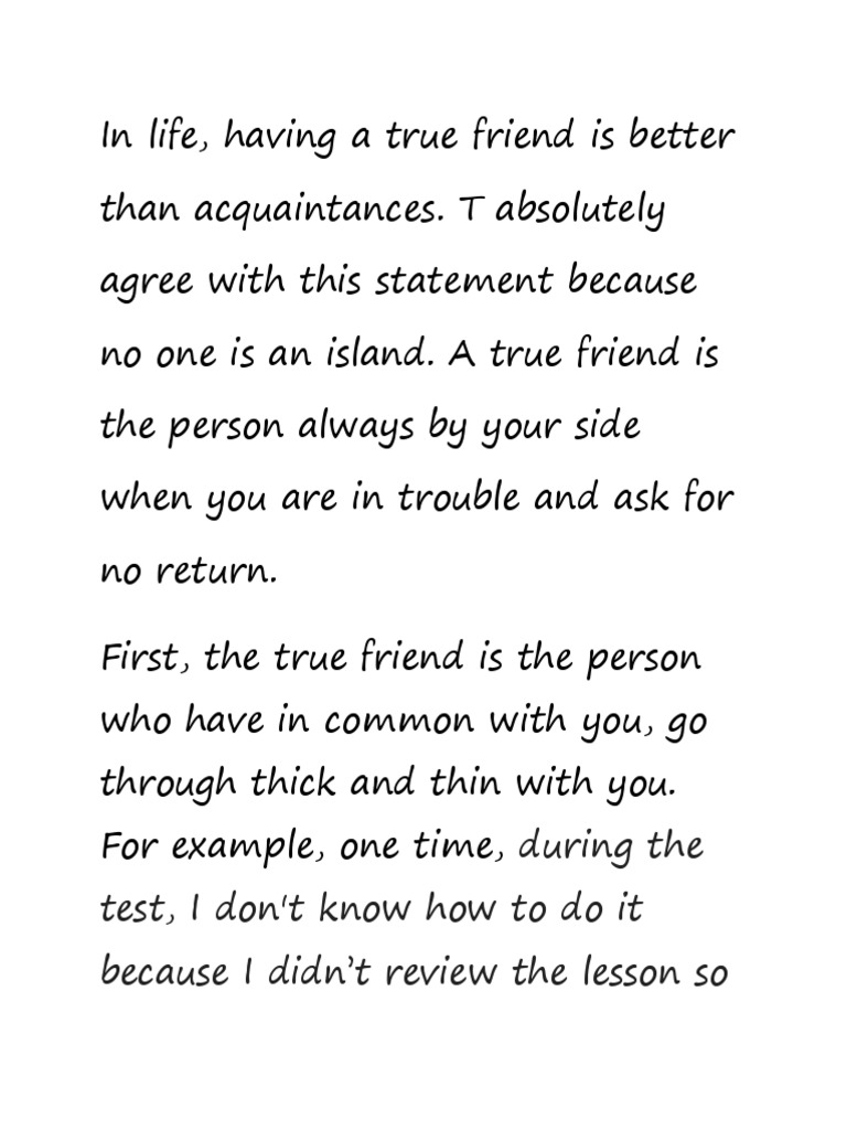 True Friend Vs Acquaintances | PDF | Self-Improvement | Wellness