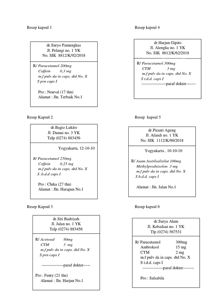 Contoh Resep Kapsul DTD dan Perhitungannya | PDF