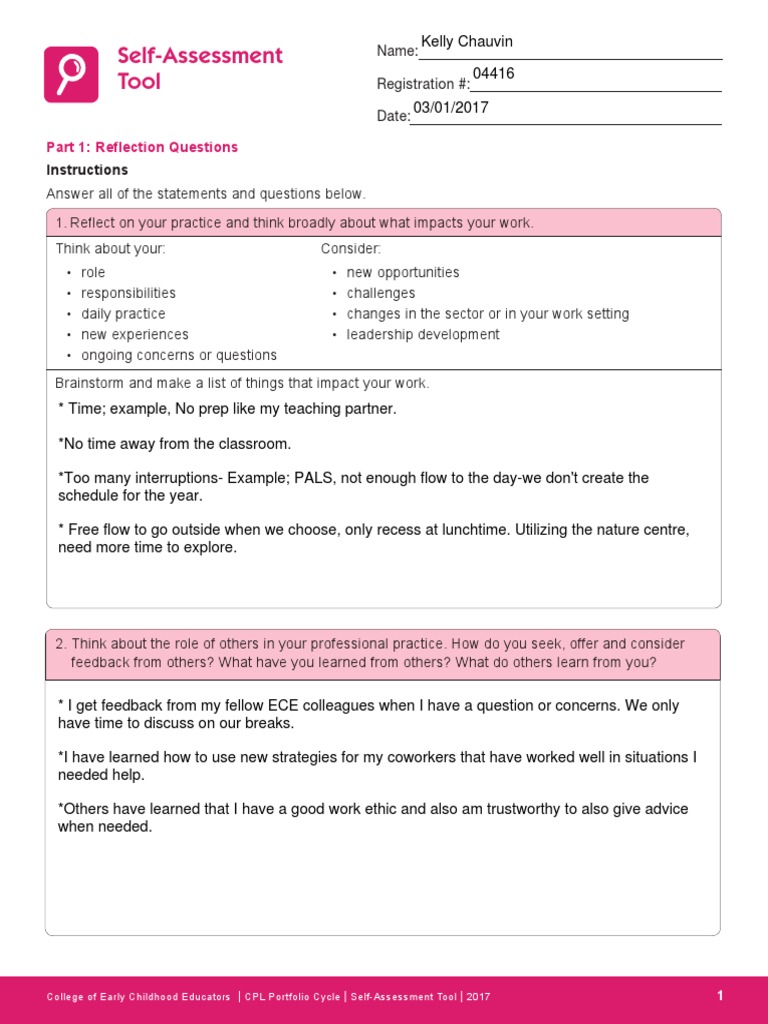 CPL Self-Assessment Tool 2017-2019 | PDF | Early Childhood Education ...