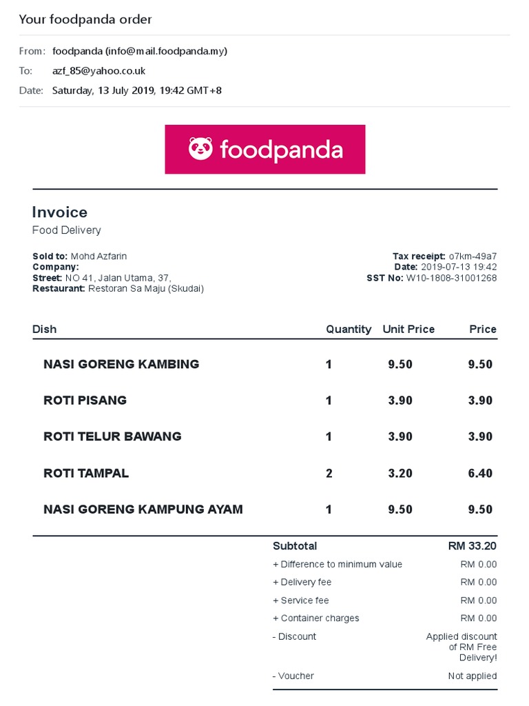 Foodpanda Order | PDF | Services (Economics) | Payments