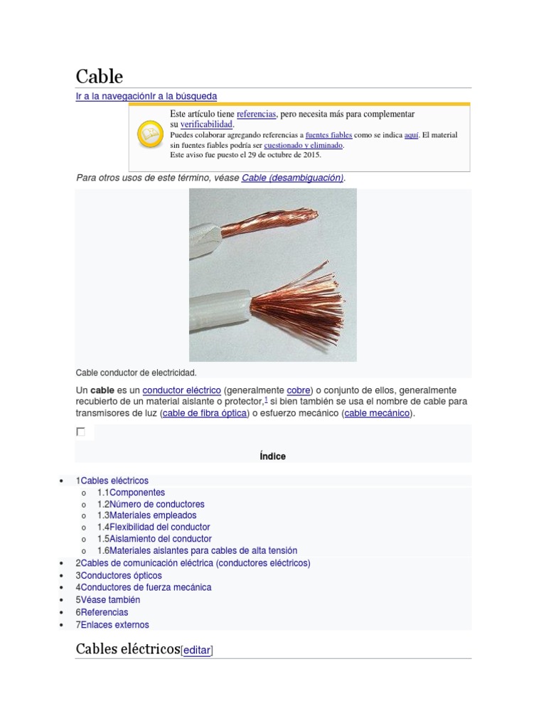 Cable | PDF | Aislador (Electricidad) | Conductor electrico