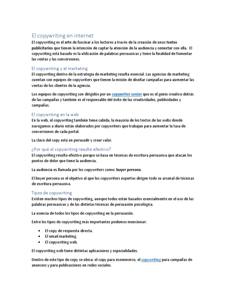 El Copywriting en Internet | PDF | Medios de comunicación en masa ...