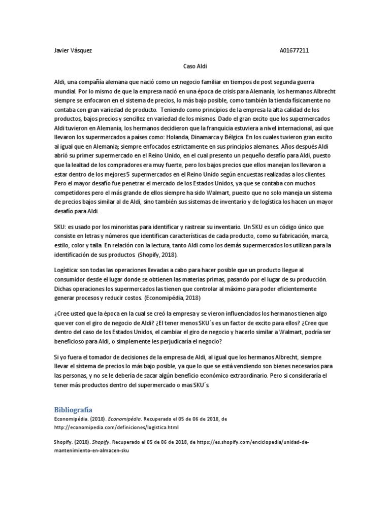 Caso Aldi | PDF | Walmart | Al por menor