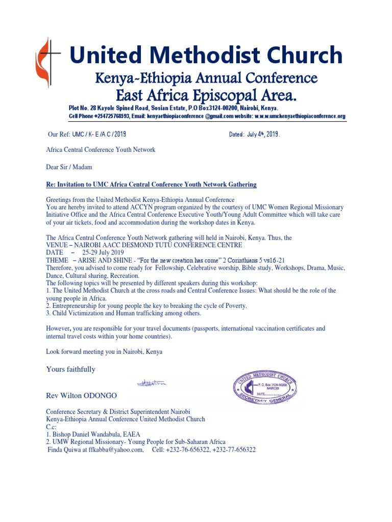 Participants Invitation Letter Joadair | PDF | United Methodist Church ...