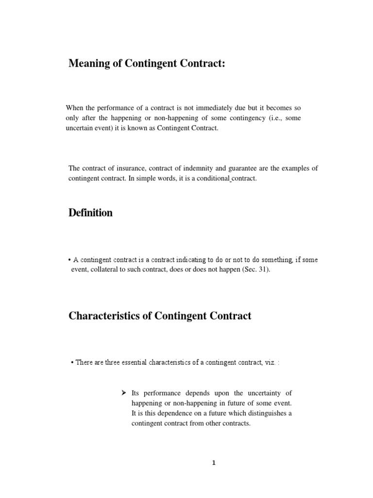 Contingent Contract | PDF | Life Insurance | Consideration