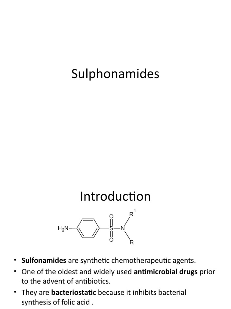 Sulphonamides PPT 18.02.19 | PDF | Drugs | Pharmacology