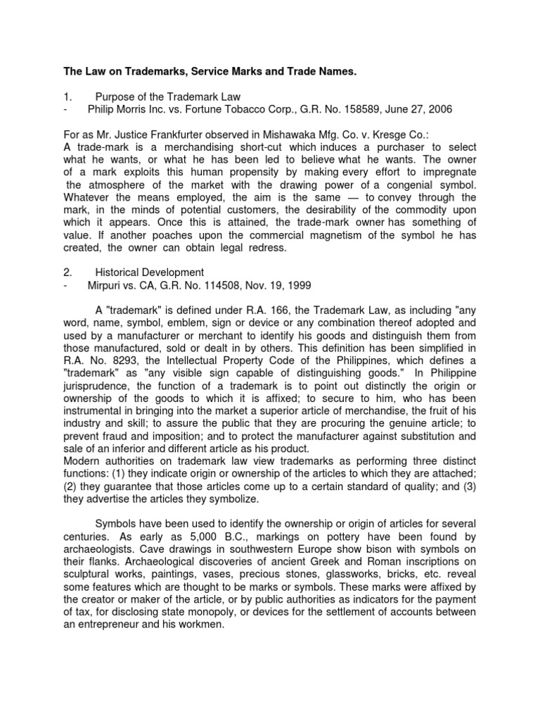 The Law On Trademarks | PDF | Counterfeit | Trademark