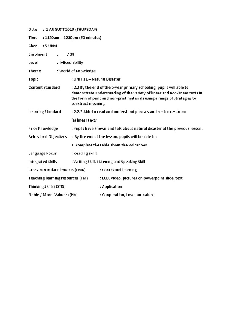 Natural Disasters Reading Activities | PDF | Teachers | Learning