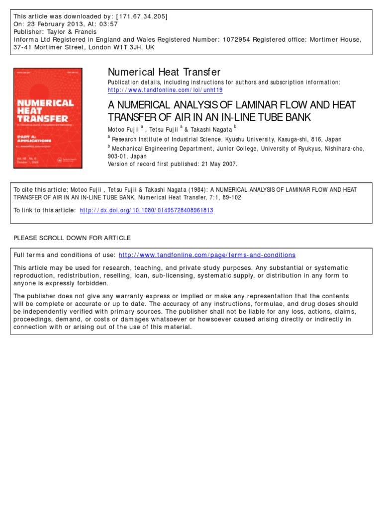 Numerical Heat Transfer | PDF | Reynolds Number | Fluid Dynamics