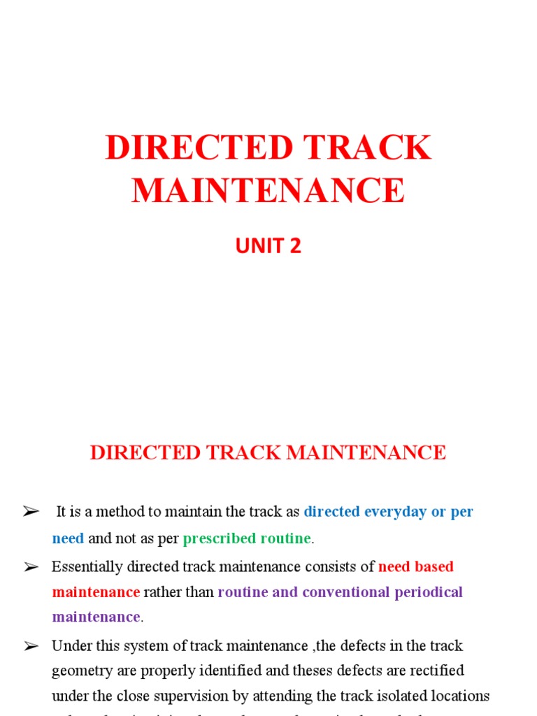 Directed Track Maintenance: Unit 2 | PDF | Track (Rail Transport)