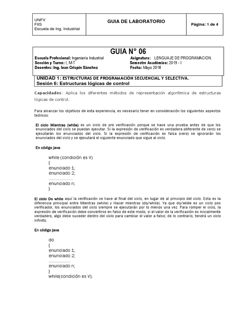 S.06 GuiaLab | PDF | Programación de computadoras | Java (lenguaje de programación)