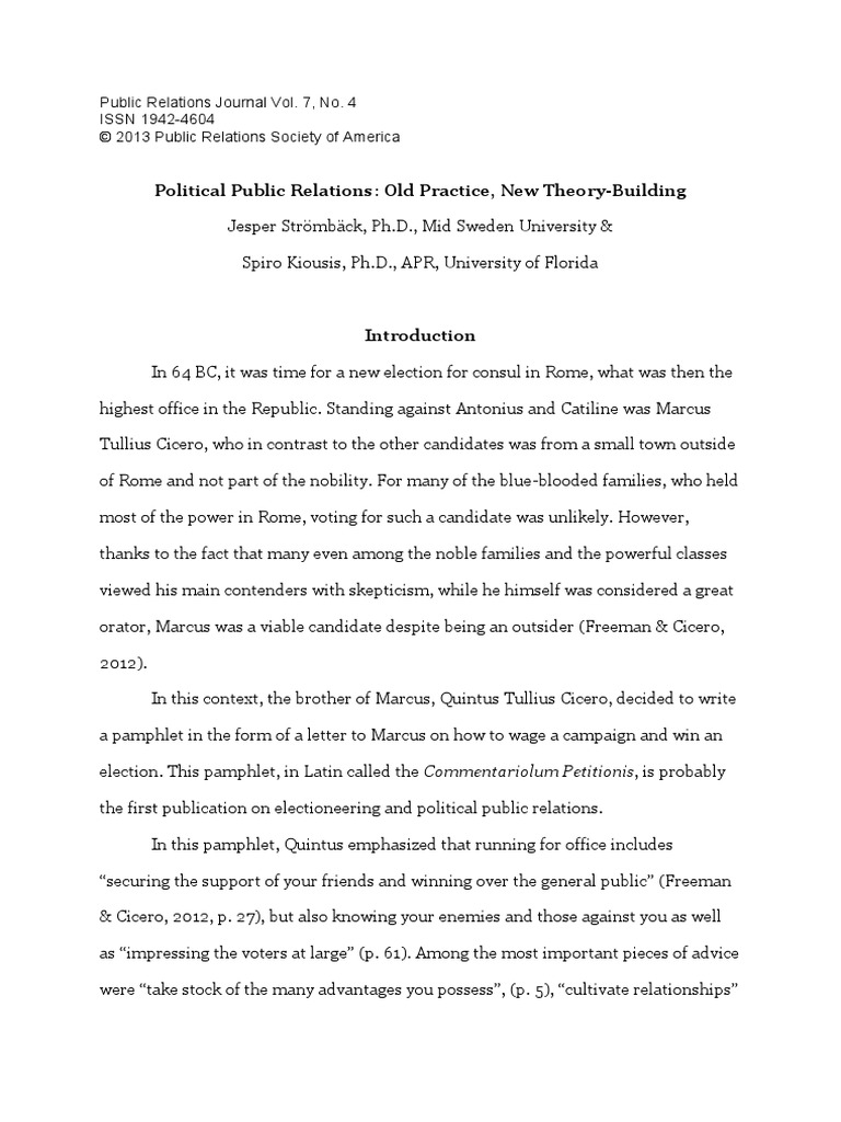 Political Public Relations: Old Practice, New Theory-Building | PDF ...