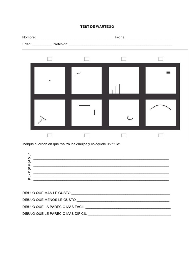 Test de Wartegg: Instrucciones y Evaluación | PDF