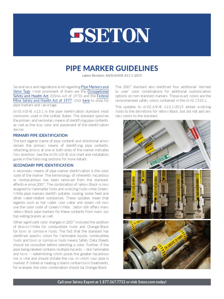 Seton Pipe Marking Guidelines | PDF | Pipe (Fluid Conveyance) | Combustion