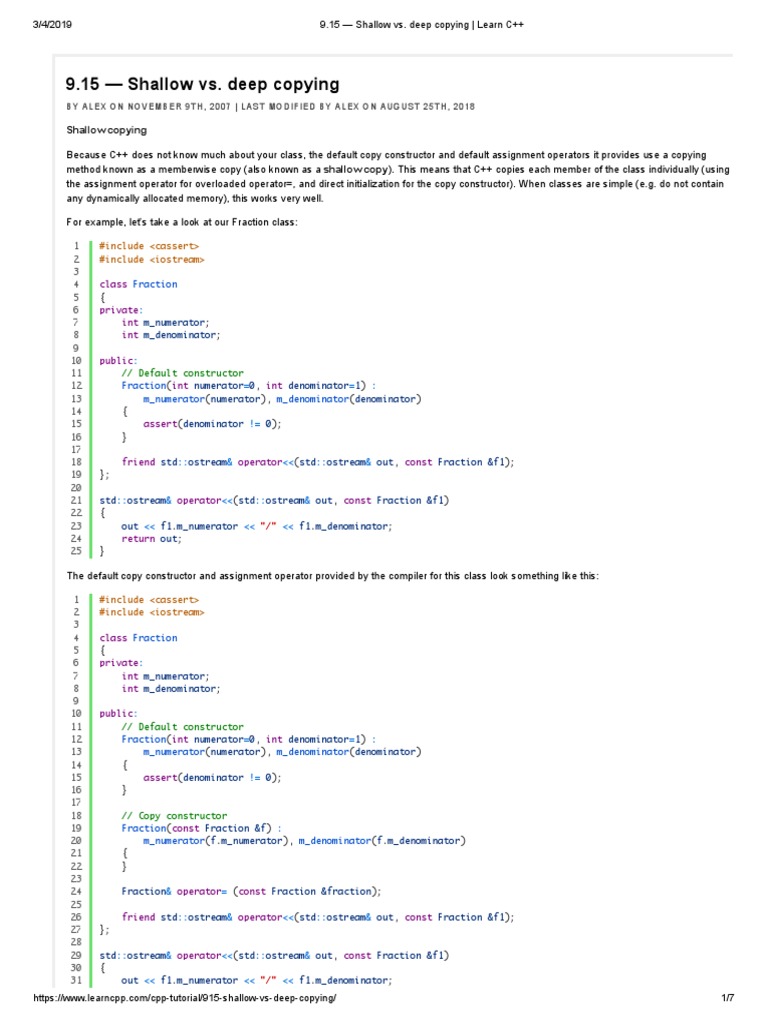9.15 - Shallow vs. Deep Copying: #Include #Include | PDF | Constructor ... 9.15 - Shallow vs. Deep Copying: #Include #Include | PDF | Constructor ...
