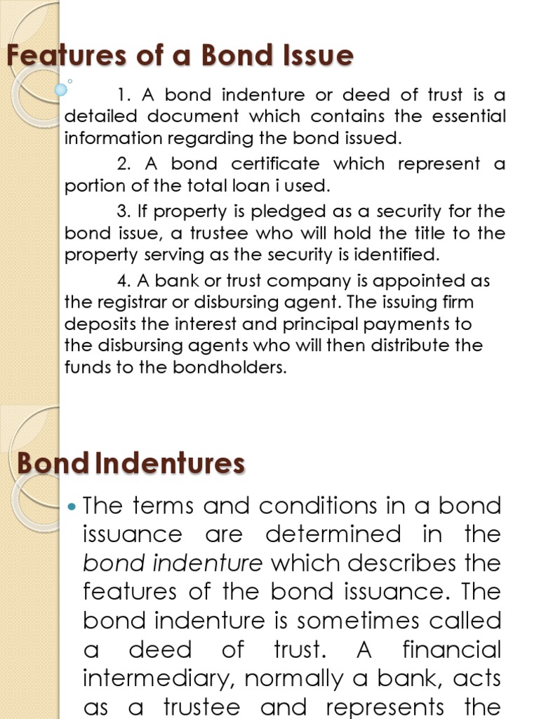 Features of A Bond Issue | PDF | Indenture | Bonds (Finance)