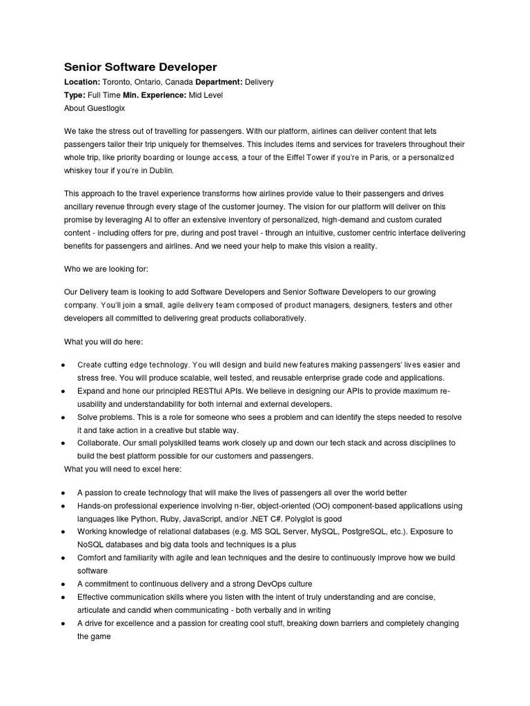 Software Developer | PDF | Object Oriented Programming | Databases