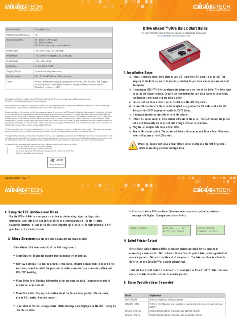 Drive Erazer Ultra Quick Start Guide: 1. Installation Steps | PDF ...