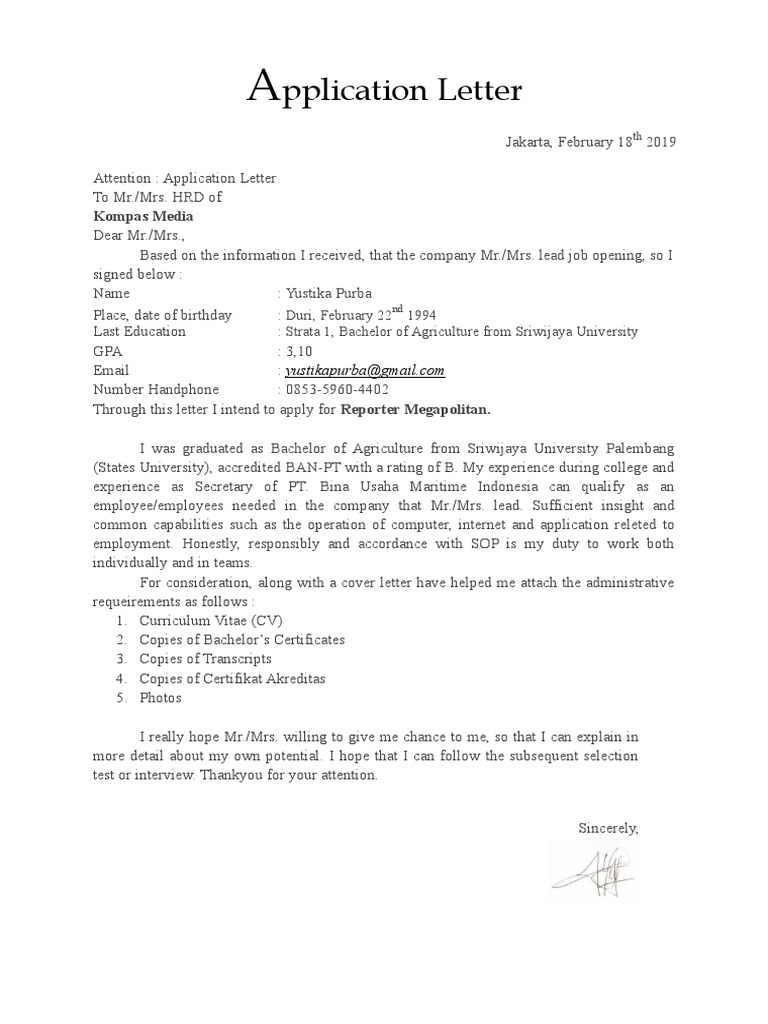 Application Letter | PDF