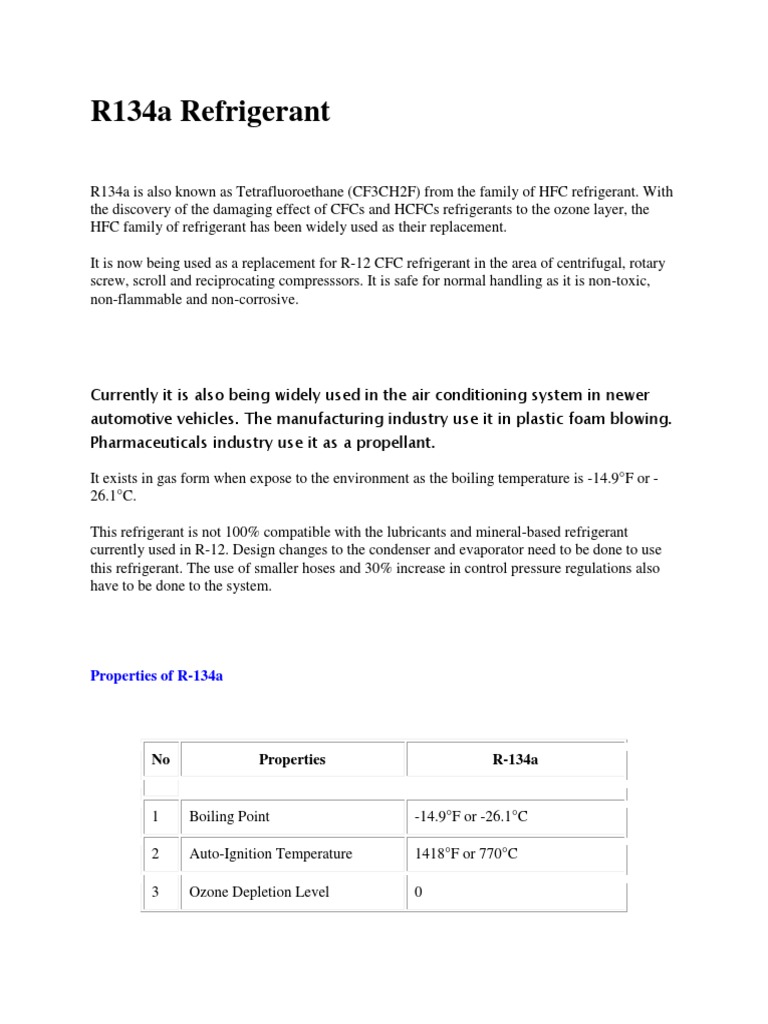 R134a Refrigerant | PDF