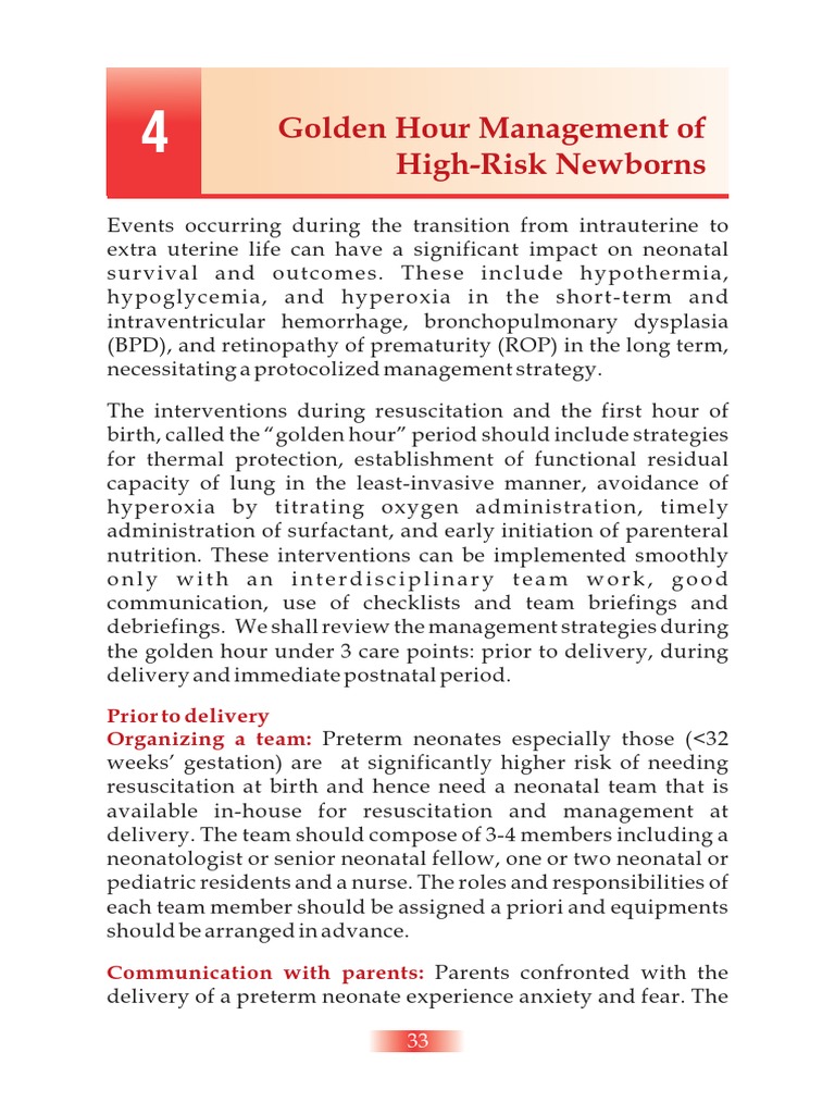Golden Hour Protocol for Neonates | PDF | Preterm Birth | Neonatal ...
