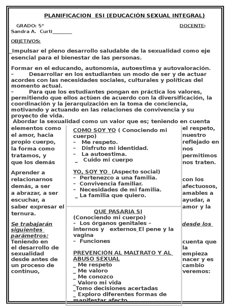 Planificacion Esi | PDF | Aprendizaje | Sicología