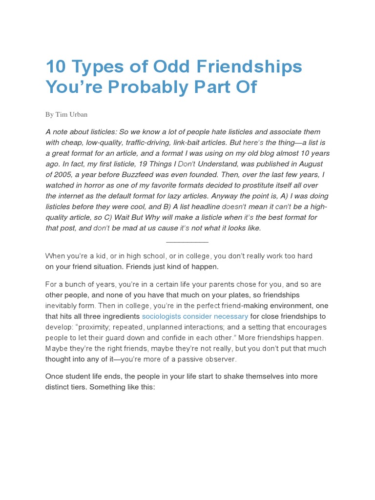 10 Types of Odd Friendships You | PDF | Friendship