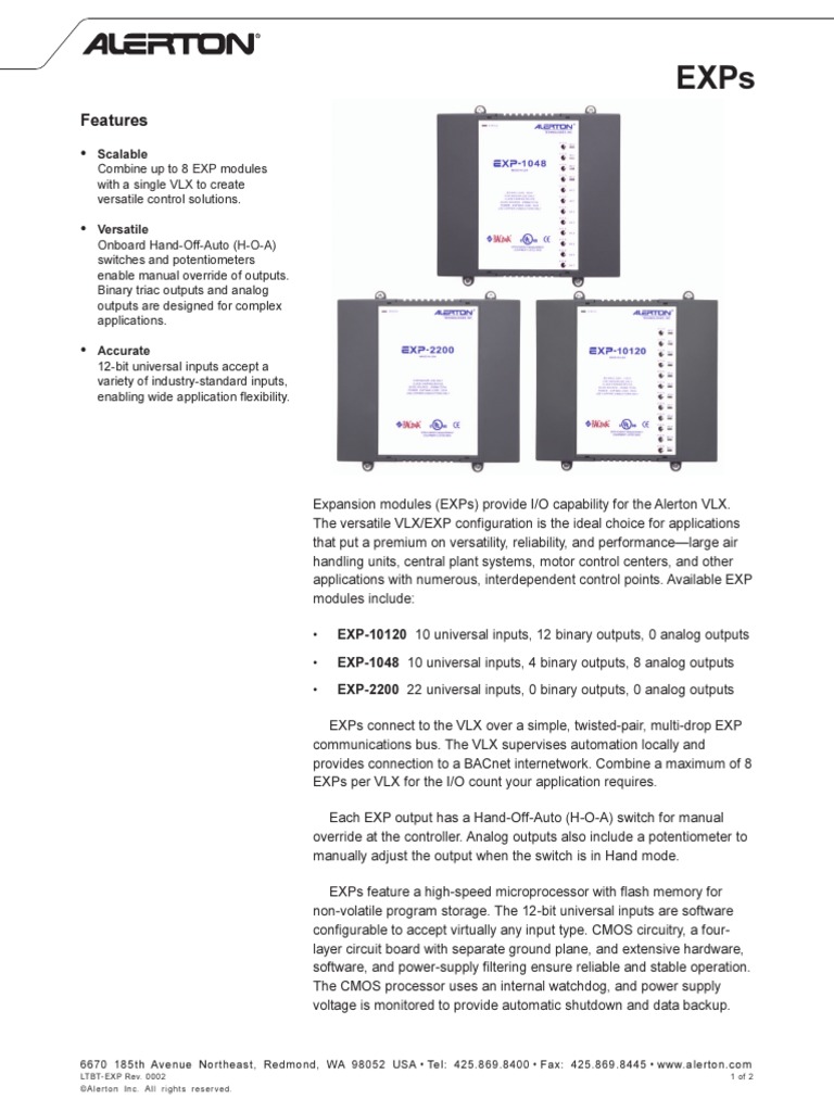 Alerton VLX Exp | PDF | Input/Output | Power Supply