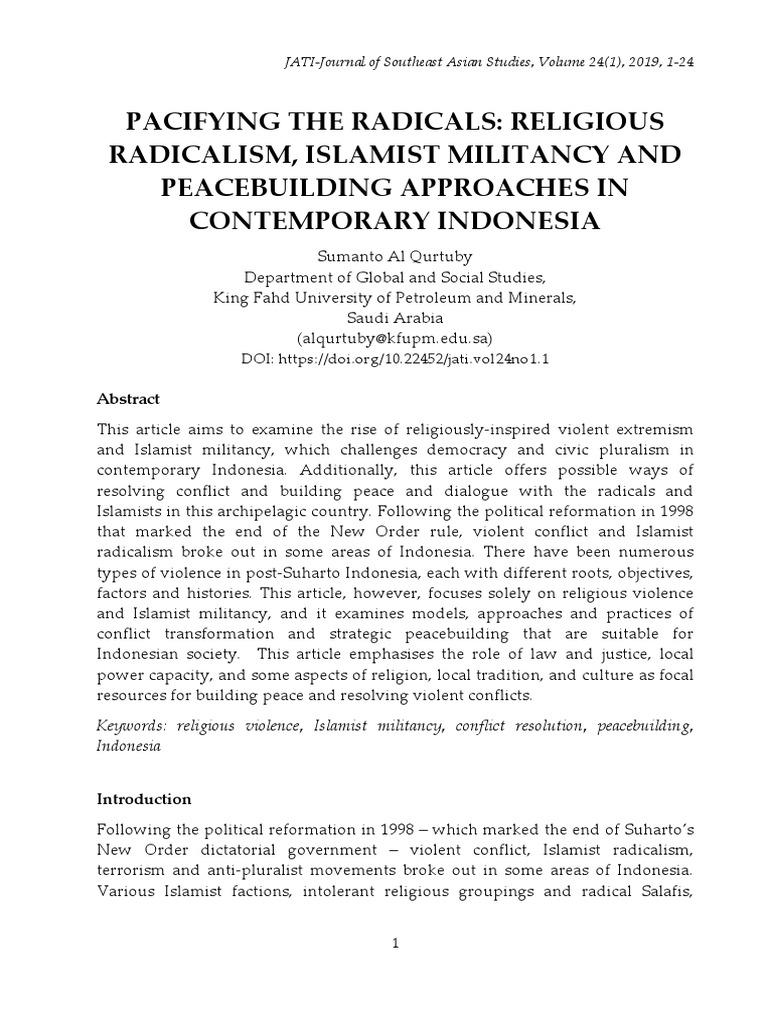 Pacifying The Radicals: Religious Radicalism, Islamist Militancy and ...