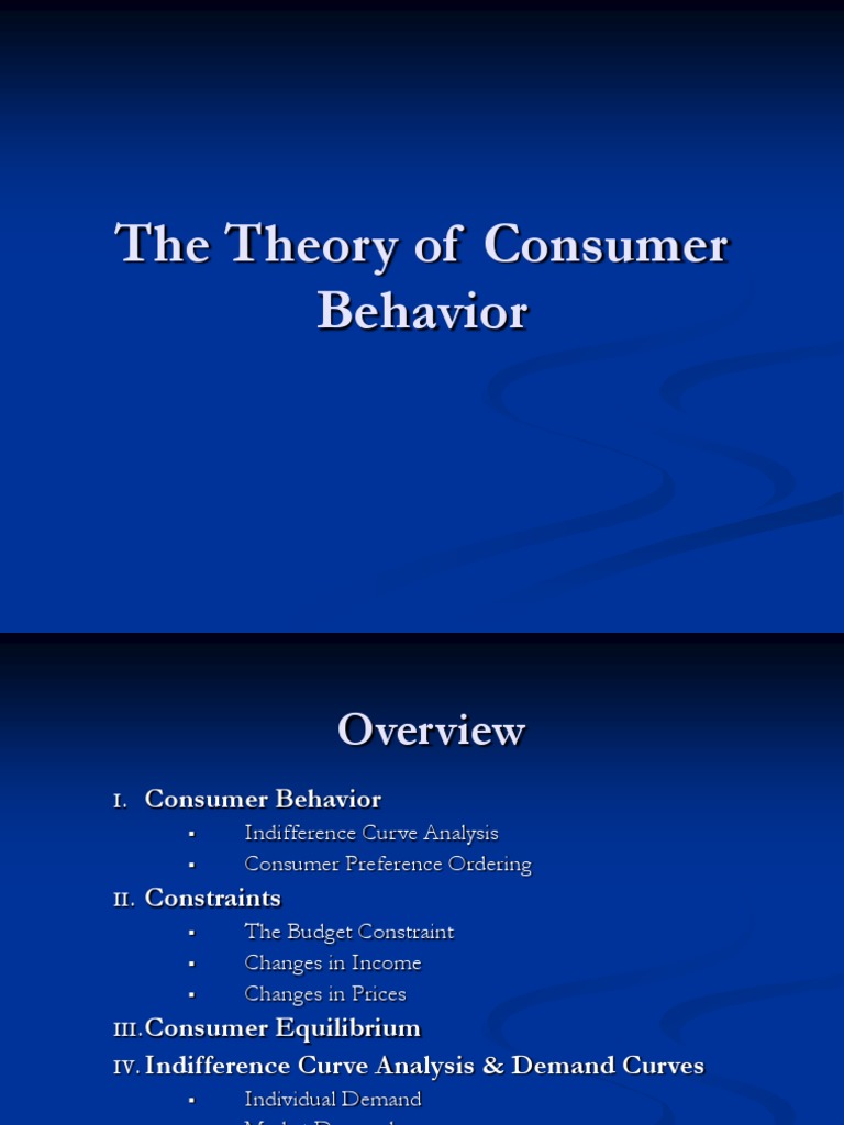 The Theory of Consumer Behaviour | PDF | Supply And Demand | Utility