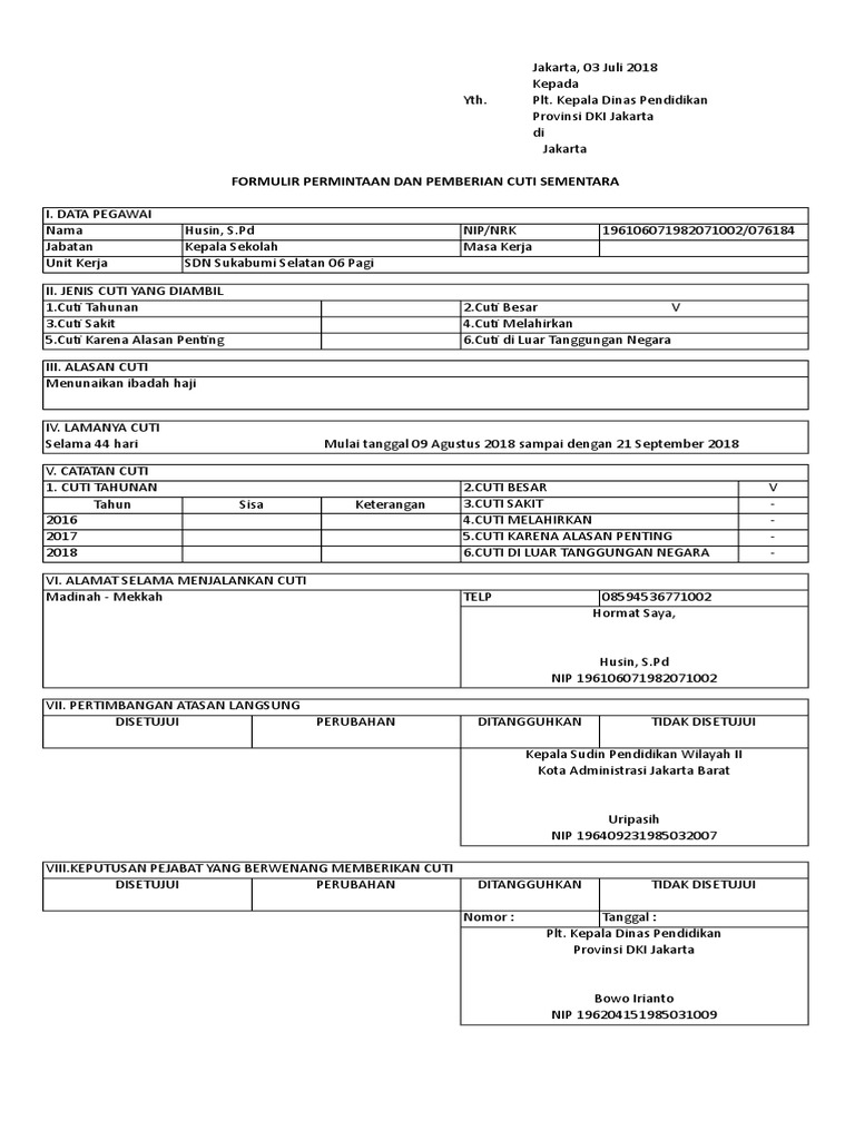 Blanko Cuti Excel | PDF