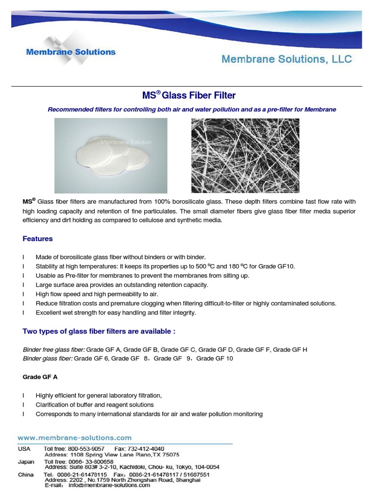 Glass Fiber Guide | PDF | Filtration | Fibers