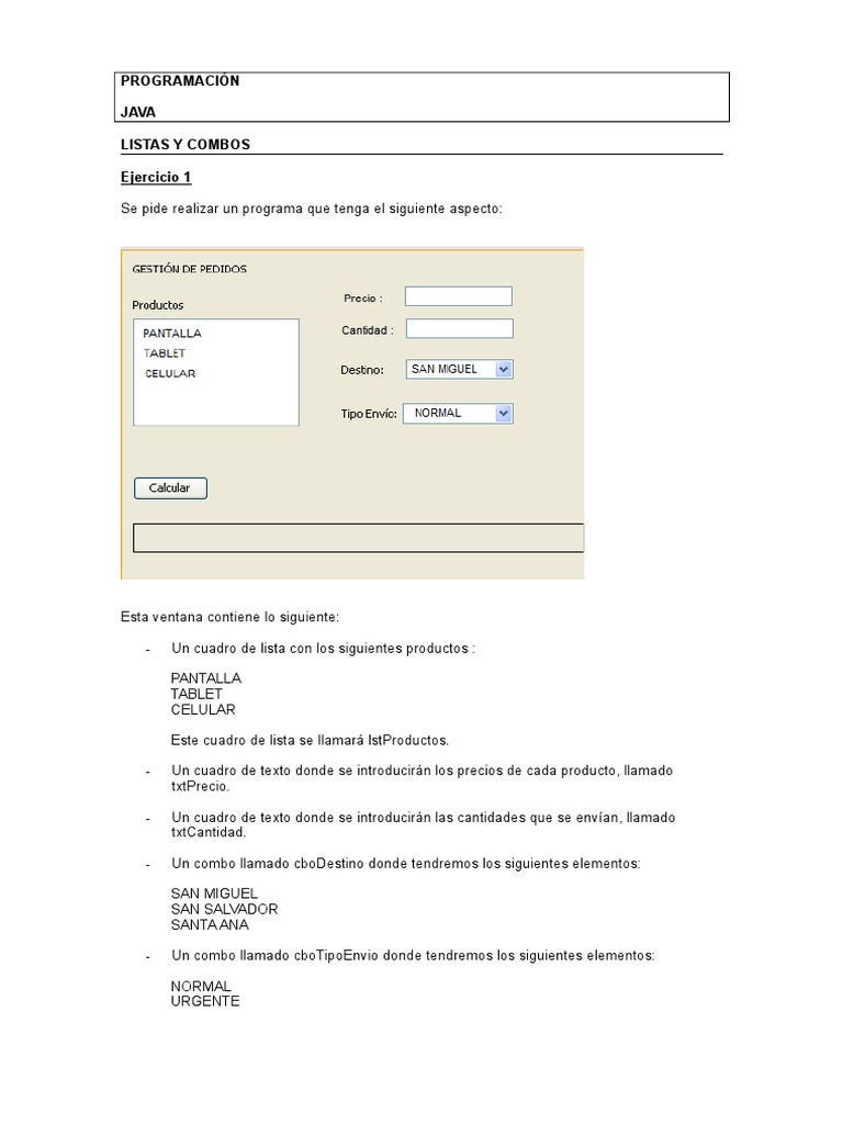 04 Tarea Lenguaje Java 9 - Jlist y Jcombobox | PDF