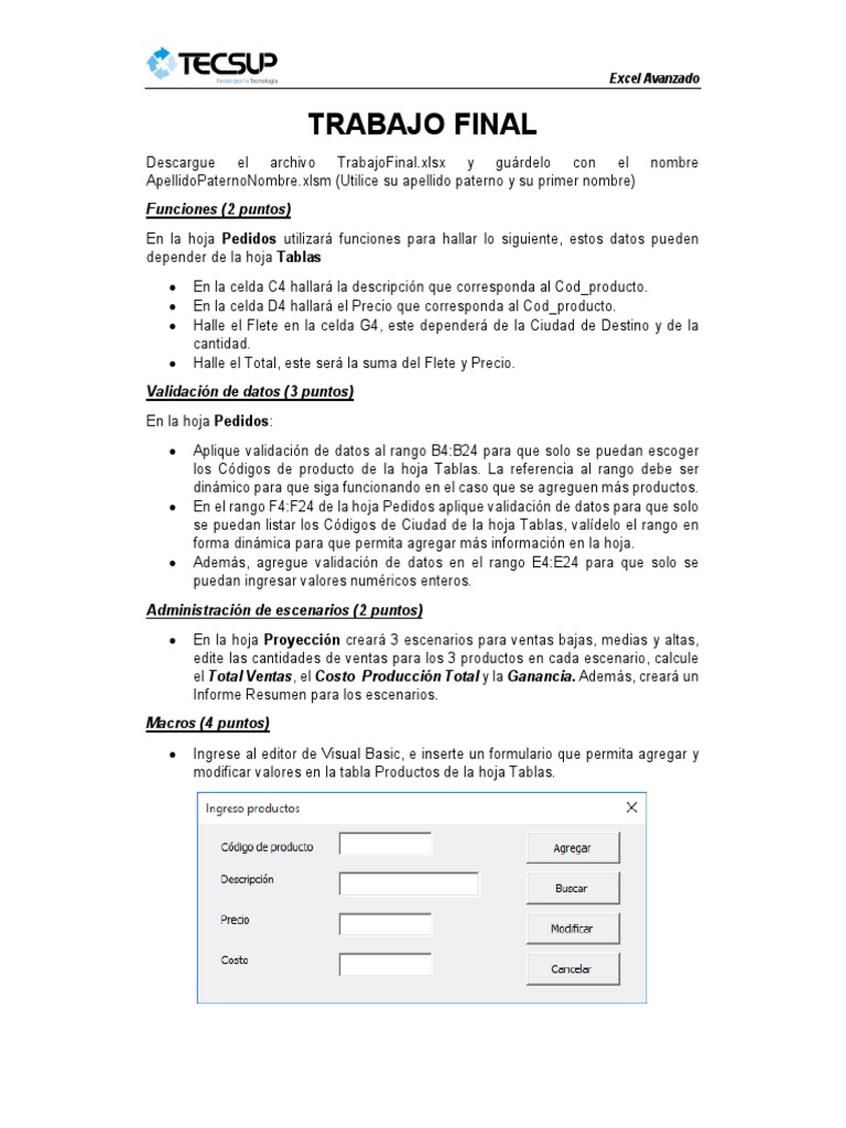 Trabajo Final - TECSUP - EXCEL AVANZADO | PDF | Tabla (base de datos) | Microsoft Excel