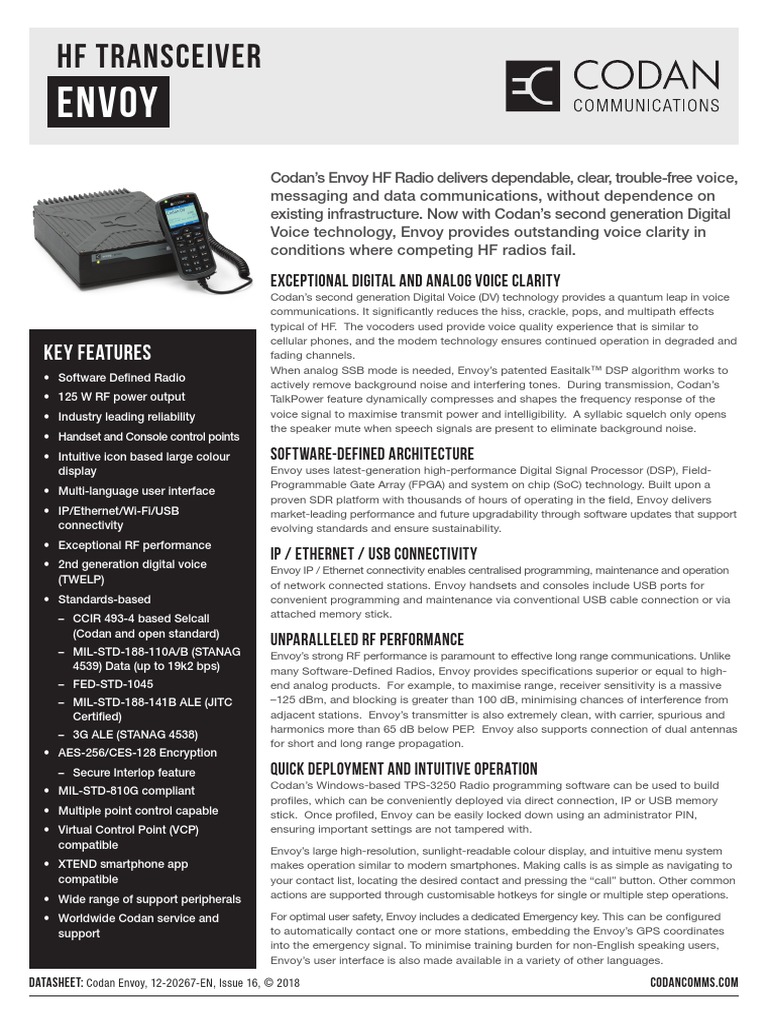 Codan 12-20267-EN-16 Envoy INT | Download Free PDF | Software Defined ...