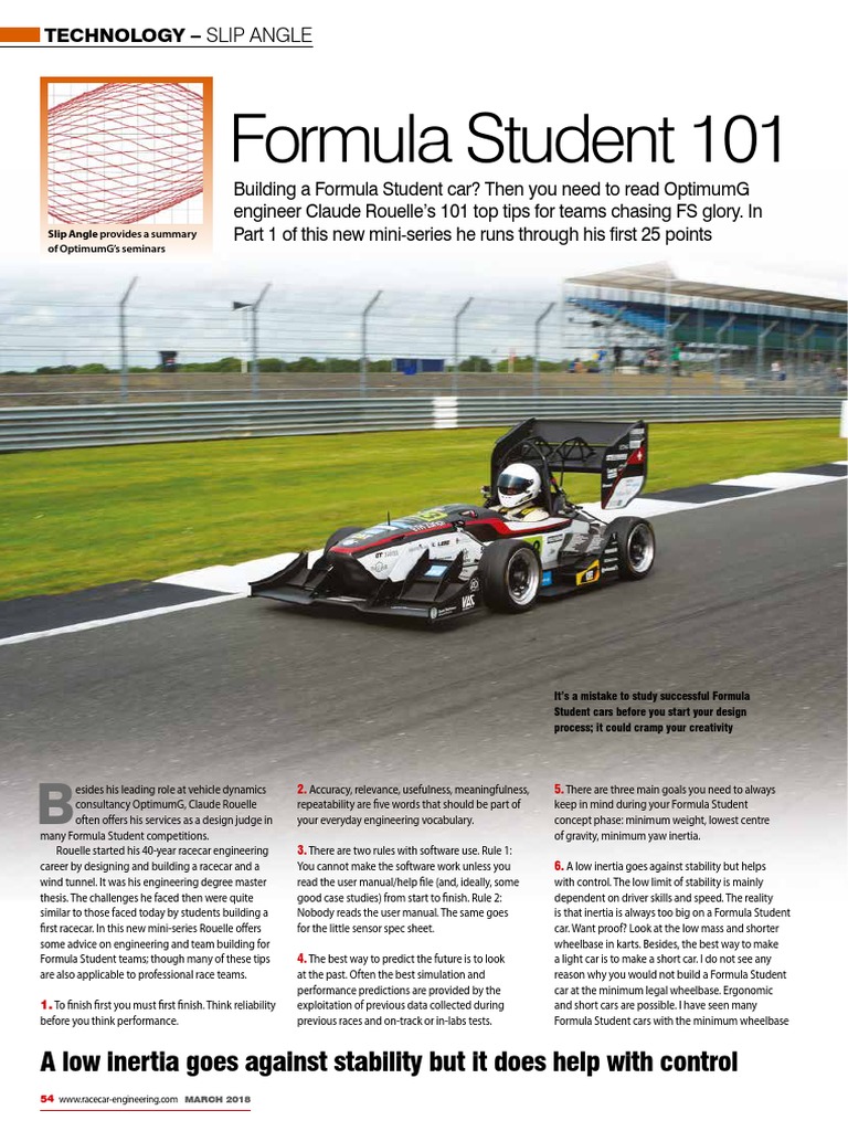 Formula Student 101: A Low Inertia Goes Against Stability But It Does ...