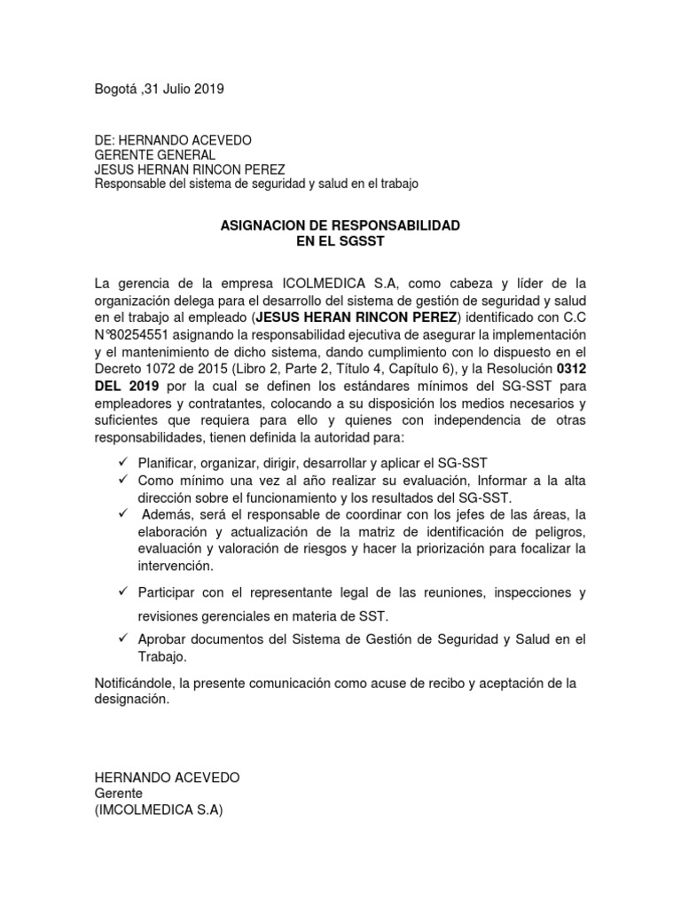 Carta de Nombramiento | PDF