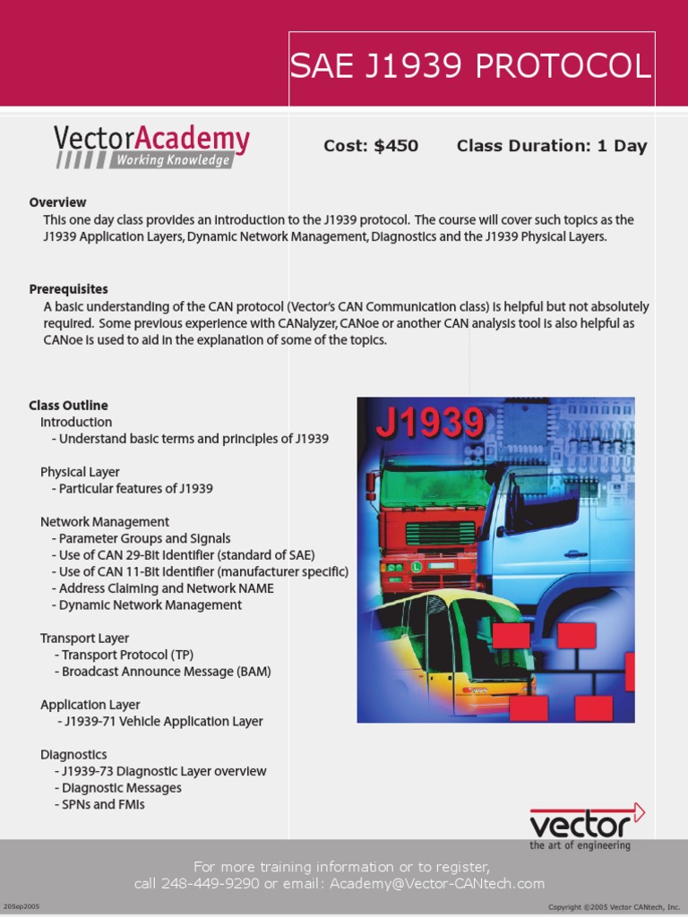 Sae J1939 Protocol: Cost: $450 Class Duration: 1 Day | PDF | Networking ...