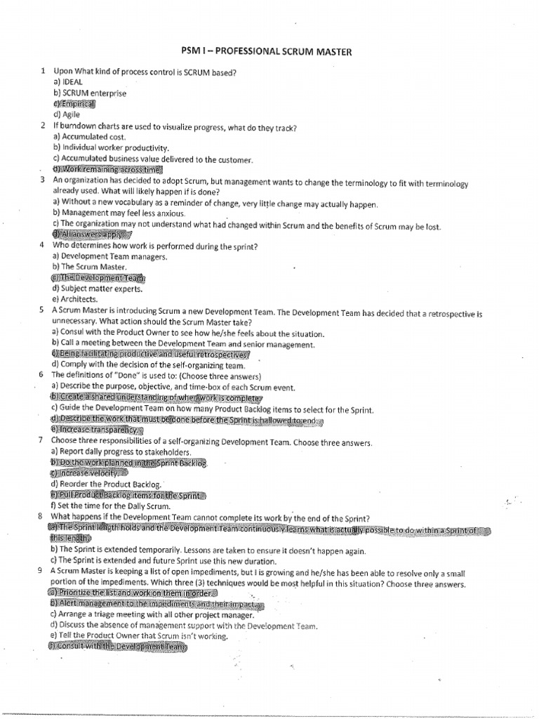 psm1 Exam Subh PDF | PDF