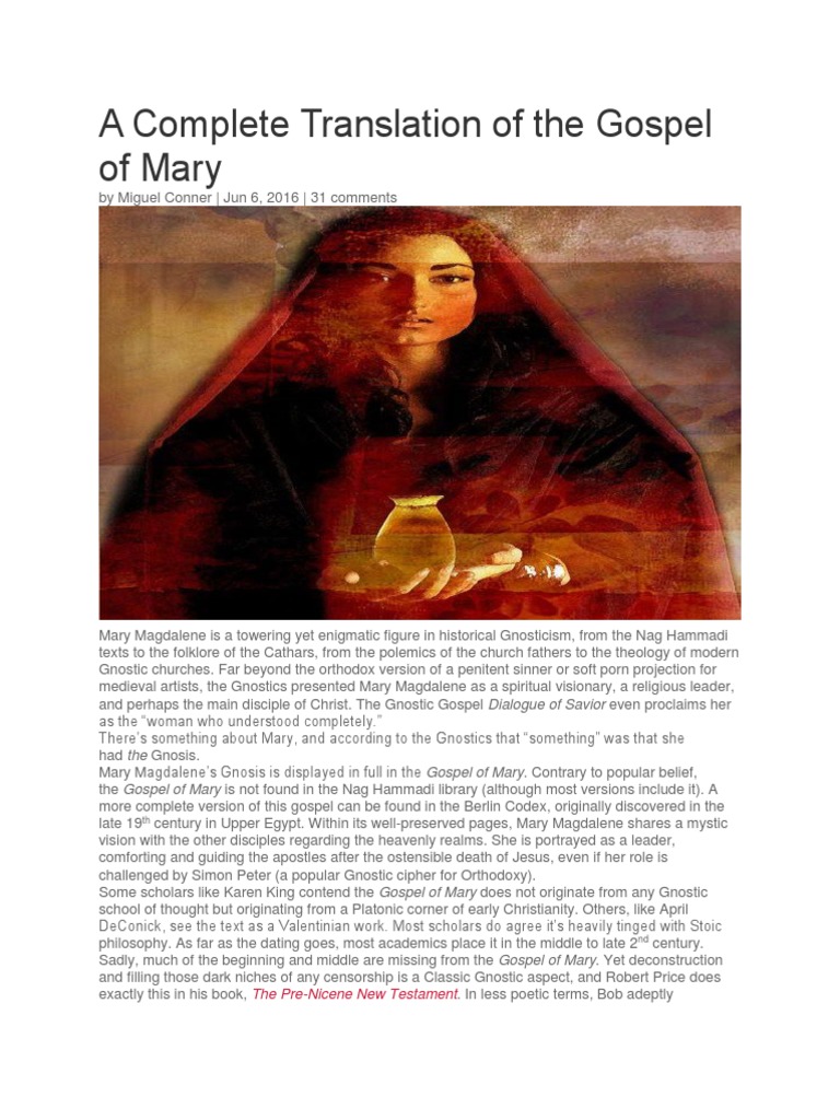 A Complete Translation of The Gospel of Mary | PDF | Gnosticism | Mary ...