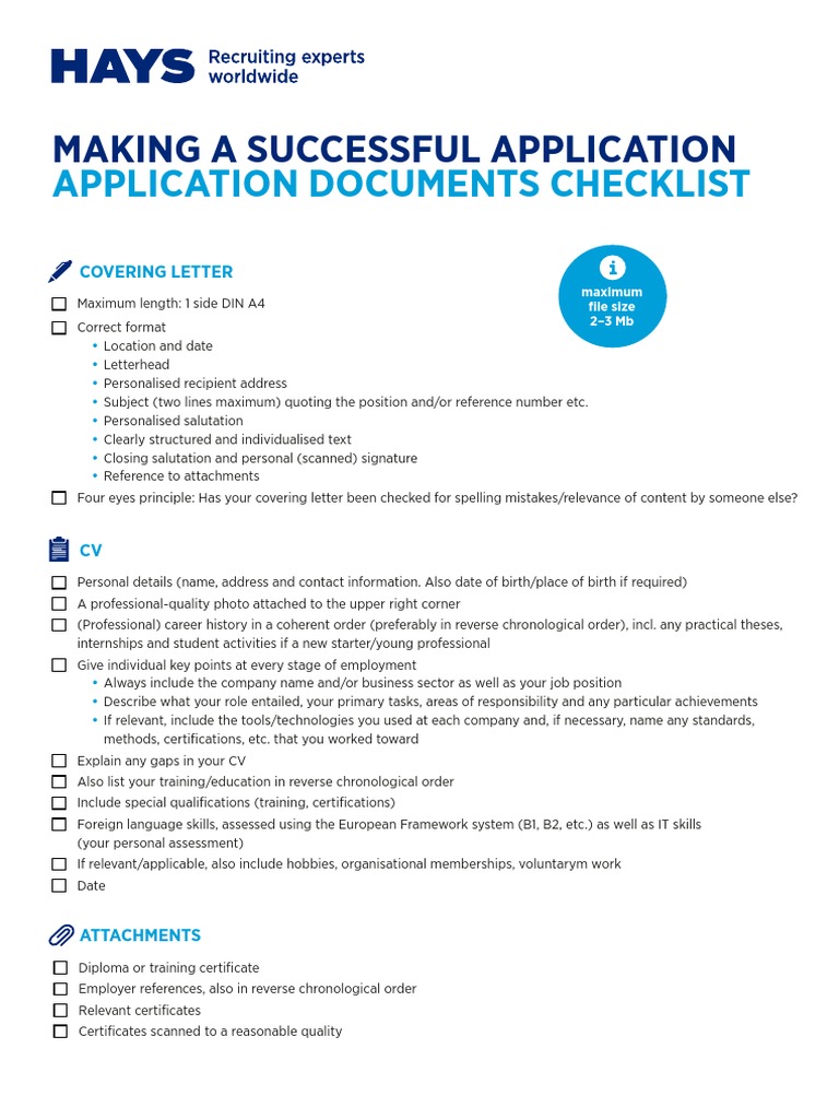 Application Documents Checklist: Making A Successful Application | PDF