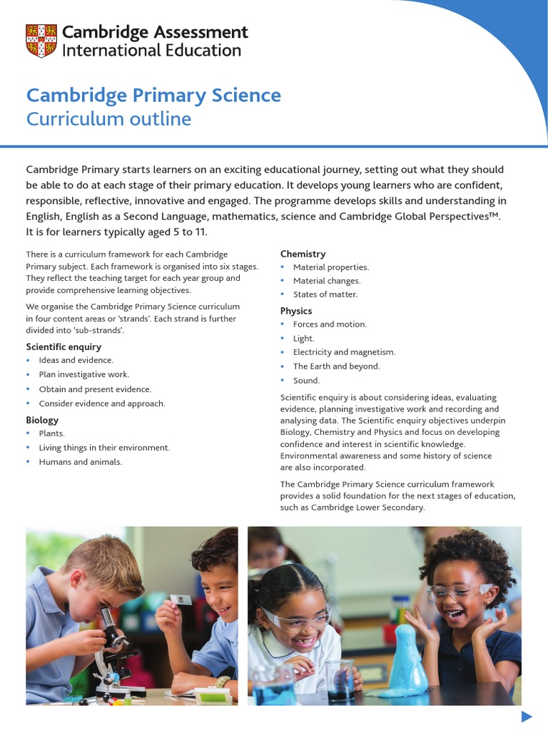 Cambridge Primary Science Curriculum Outline | PDF | Plants | Science