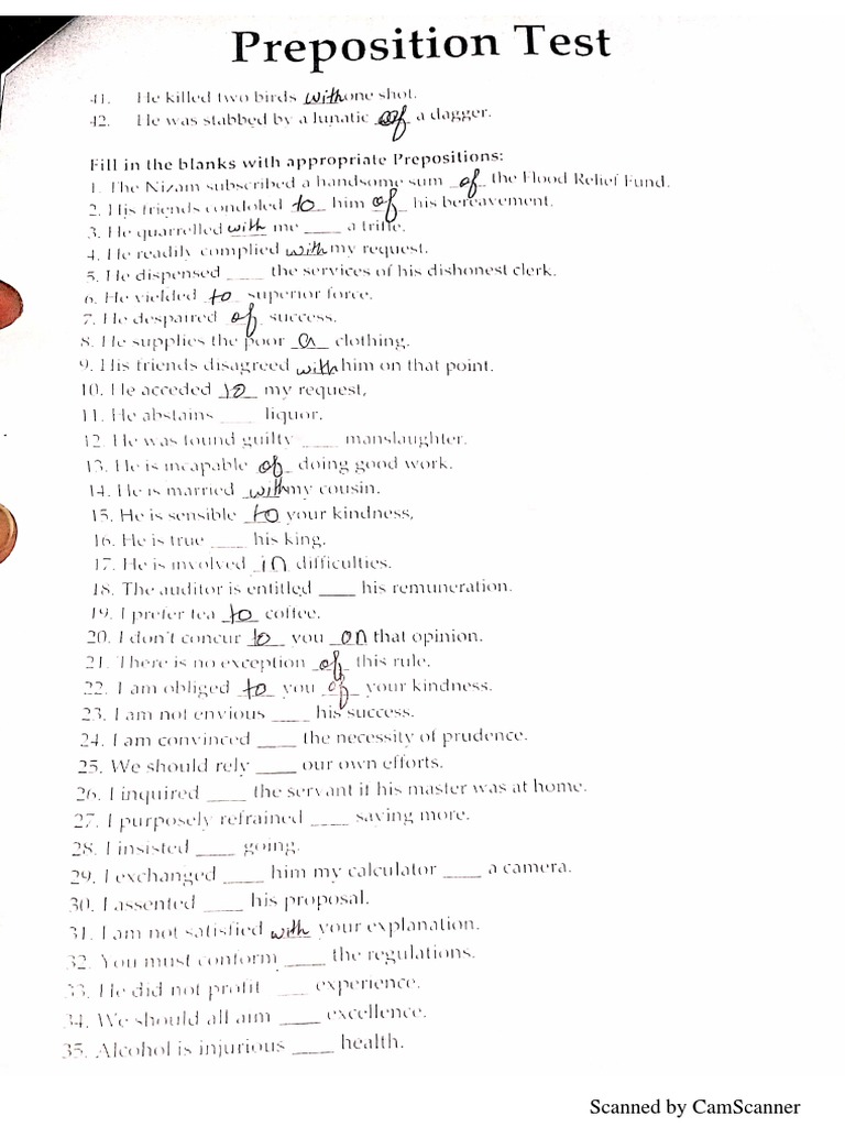 Preposition Practice | PDF