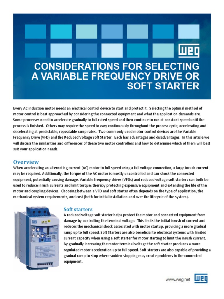 Optimal Motor Control: Choosing Between VFDs and Soft Starters | PDF ...